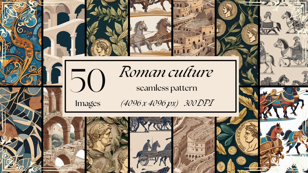 Seamless Pattern Pack - Roman Culture - Digital Paper Pack for ...