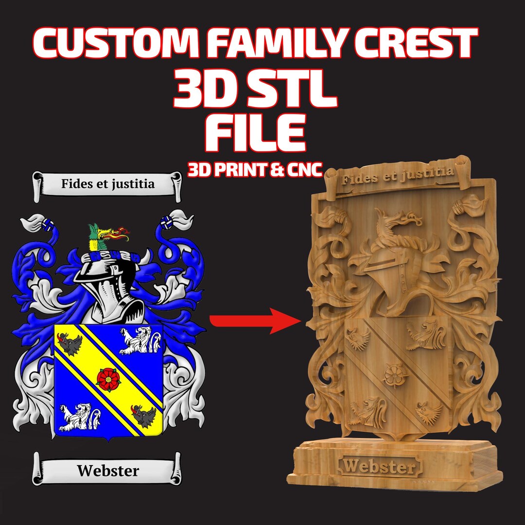 Your Family Crest 3D STL File, Digital Download, 3D Relief Printing ...