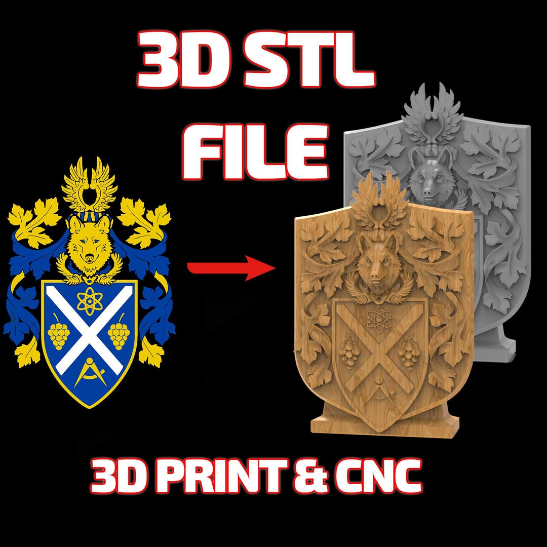 Your Family Crest 3D STL File, Digital Download, 3D Relief Printing ...