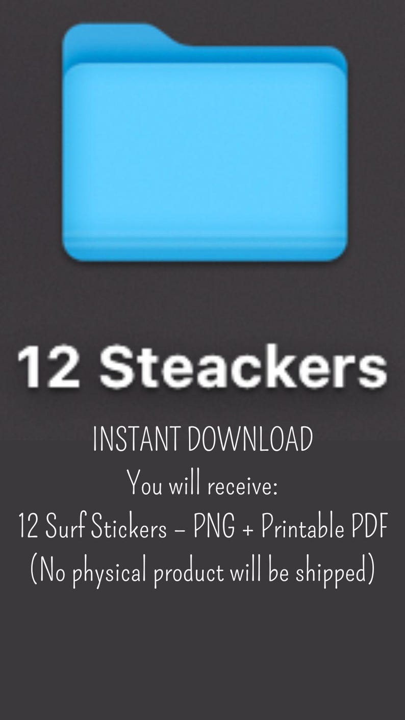 Surf Sticker Pack - 12 PNG Digital Stickers, Surfing, Beach Vibes ...