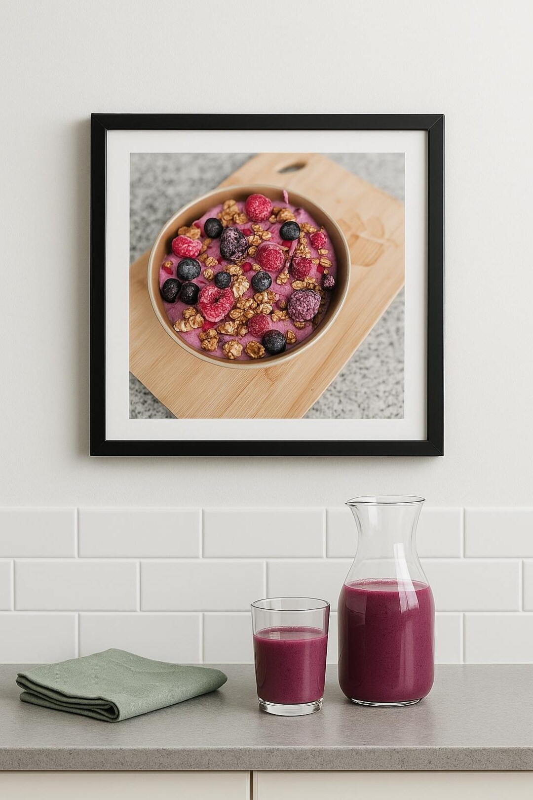 Chilled Açaí Bowl Wall Art – Vibrant Fruit & Granola Print - Etsy