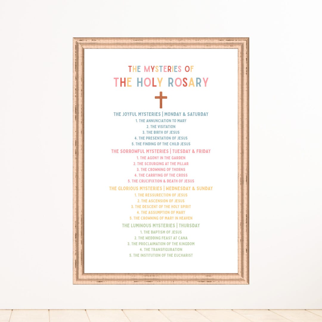 Mysteries of the Rosary Art Print: Pastel Catholic Decor (digital ...