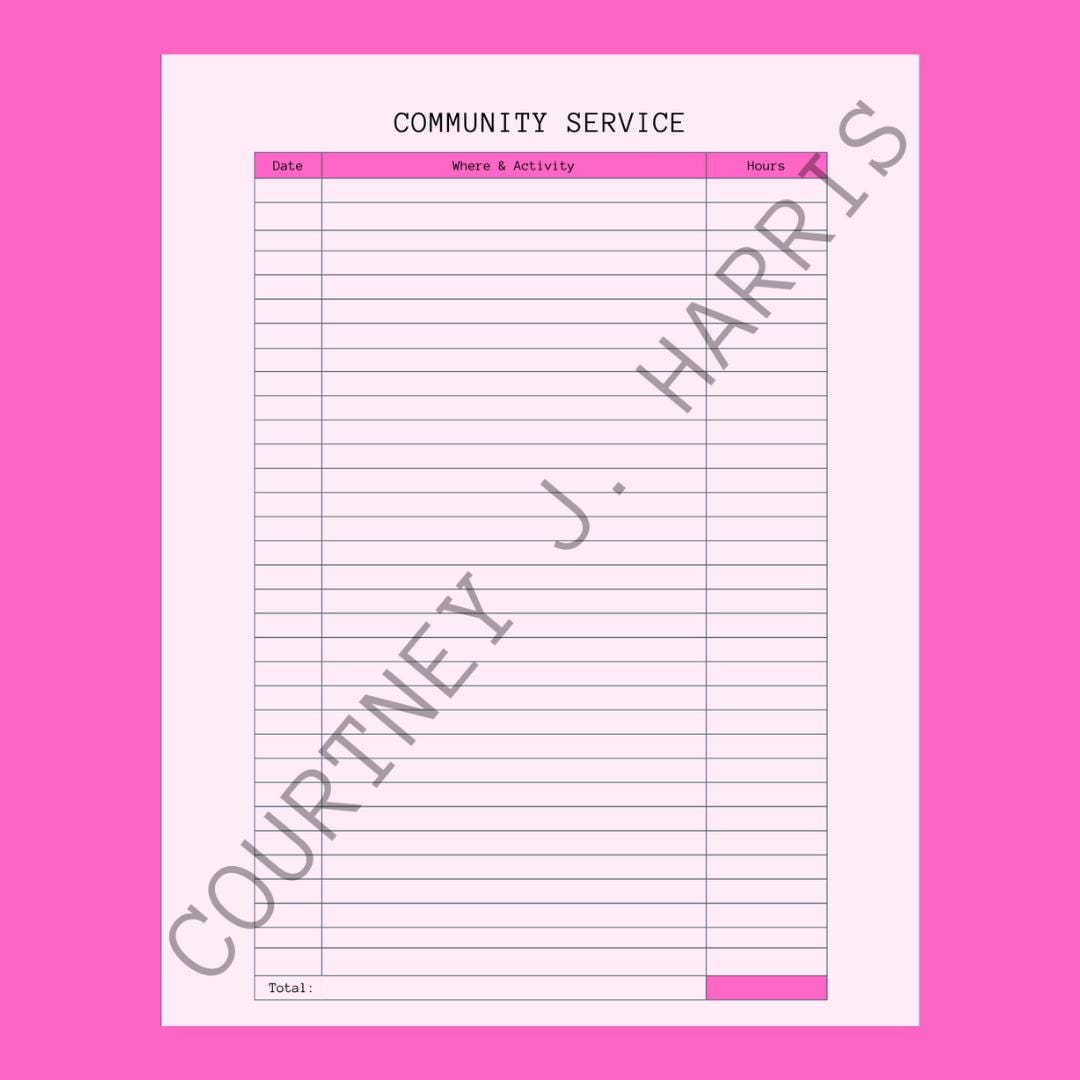 Goodnotes Community Service Log | Digital Volunteer Hours Tracker for ...