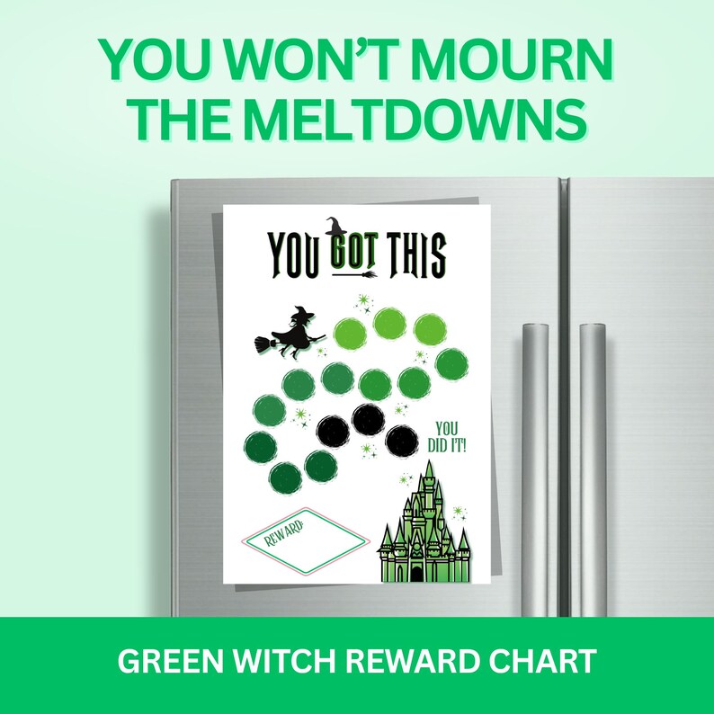 Green Witch Behavior Tracker Printable | Witchy Toddler Sticker Reward ...