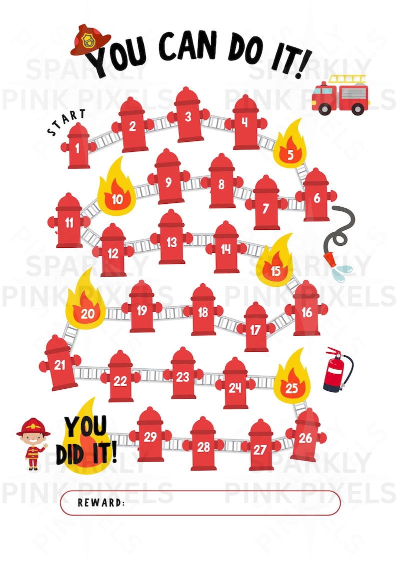 Firefighter Sticker Reward Chart | Kids Printable Fireman Incentive ...