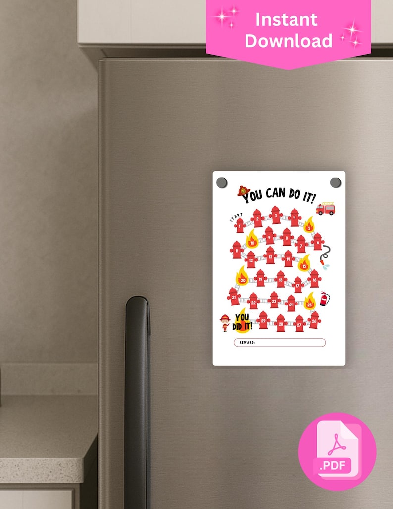 Firefighter Sticker Reward Chart | Kids Printable Fireman Incentive ...