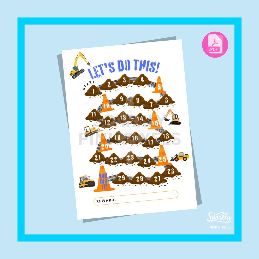 Construction Sticker Chart for Kids | Printable Reward Chart | Toddler ...