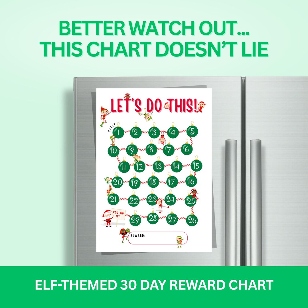 Elf on the Shelf Behavior Chart: 30-day Christmas Countdown (digital ...