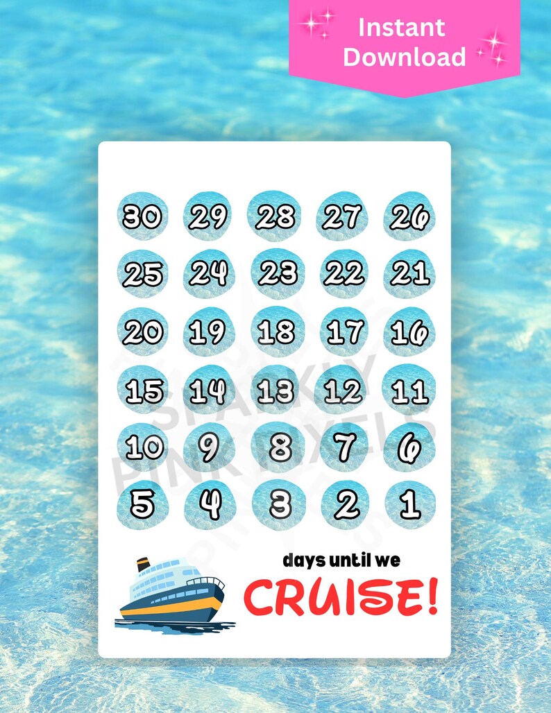 Printable Cruise Countdown Chart | Ocean Theme Kids Vacation Planner ...