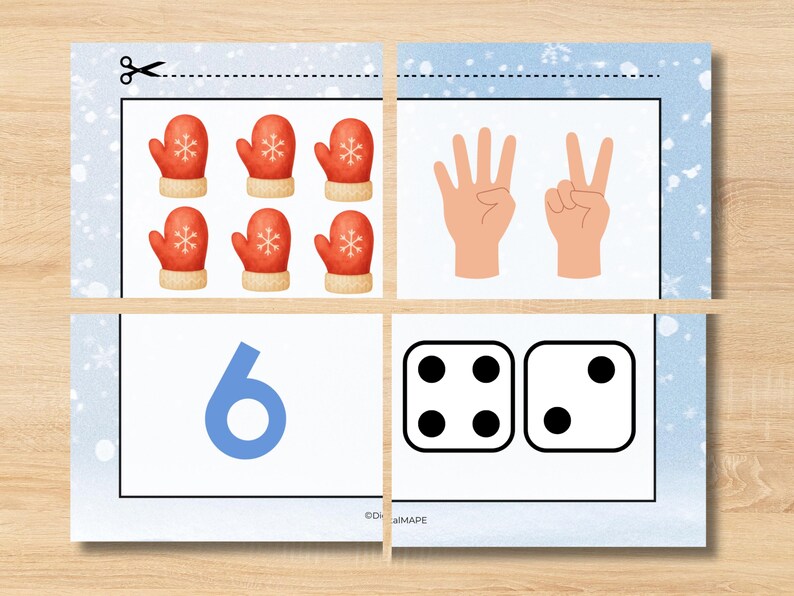 Winter Math Worksheets 1–10 | Montessori Counting Cards | Printable ...
