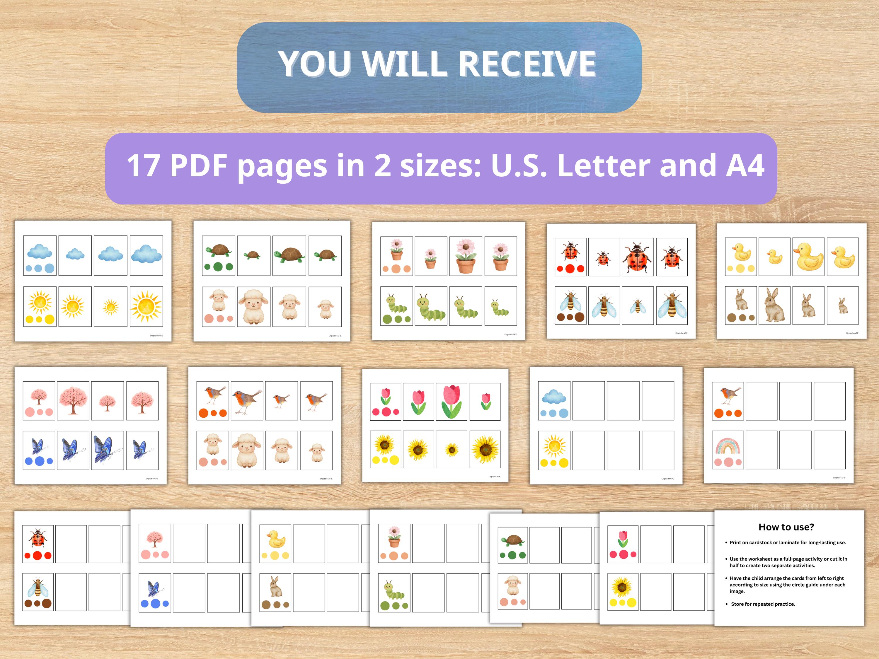 Spring Size Sorting Printable for Preschool | Montessori Math Activity ...