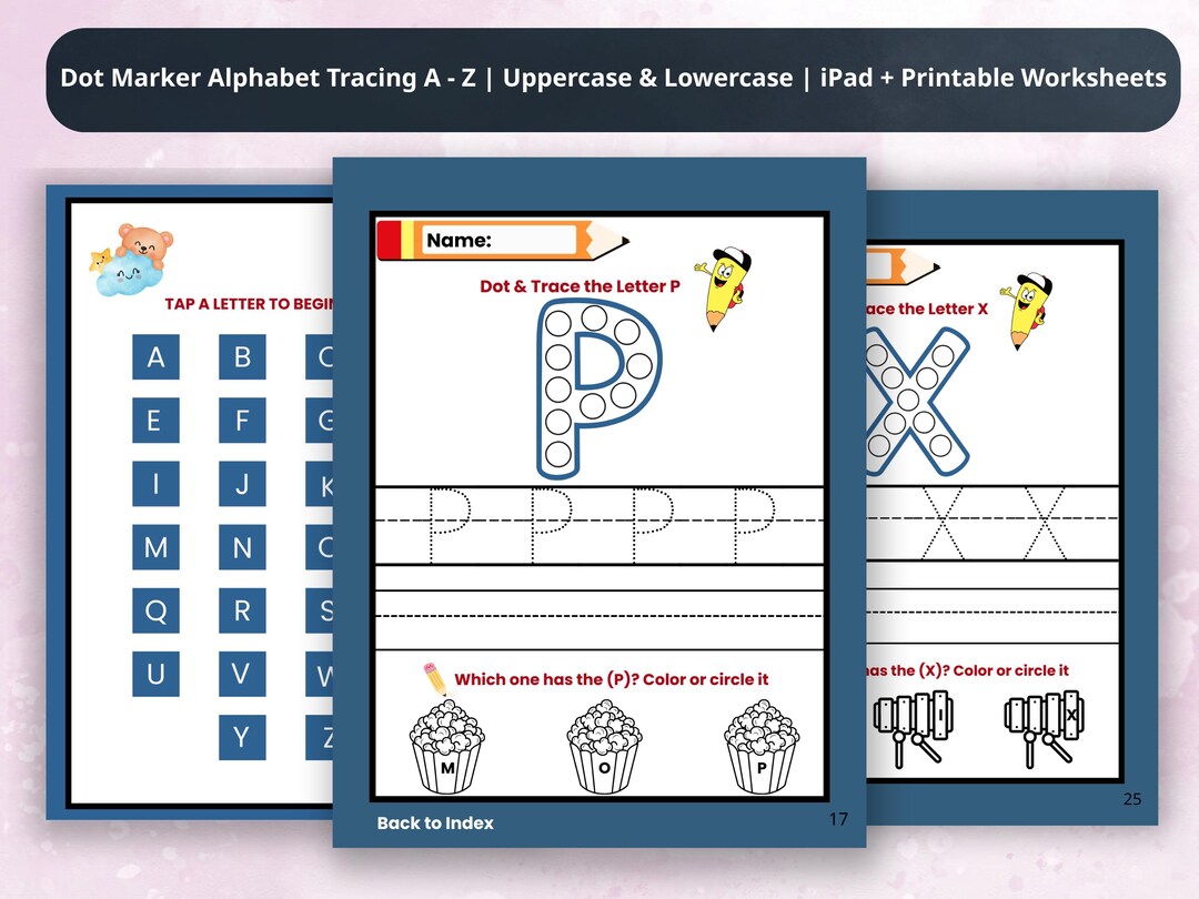 Dot Marker Alphabet Tracing A to Z Uppercase and Lowercase Worksheets ...