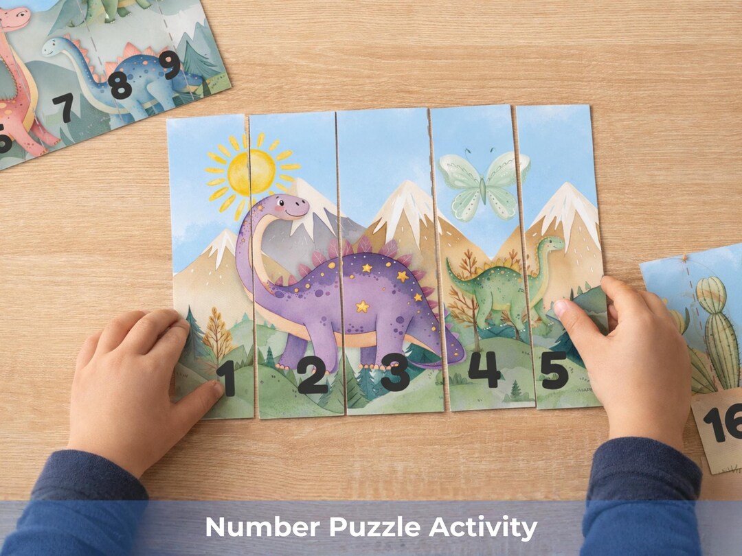Dinosaur Number Puzzle Montessori Math Printable Cut & Paste Activity ...