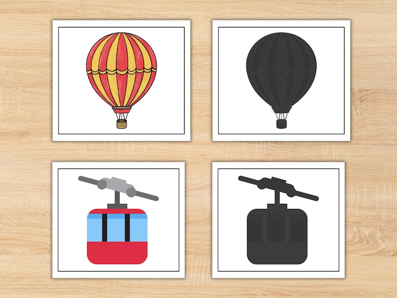 Transportation Shadow Matching Game | Printable Montessori Cards for ...