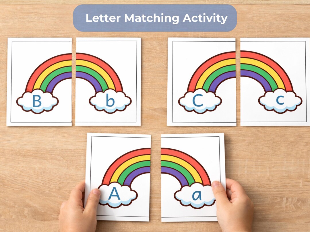 Rainbow Letter Matching Alphabet Puzzle Printable Uppercase Lowercase ...