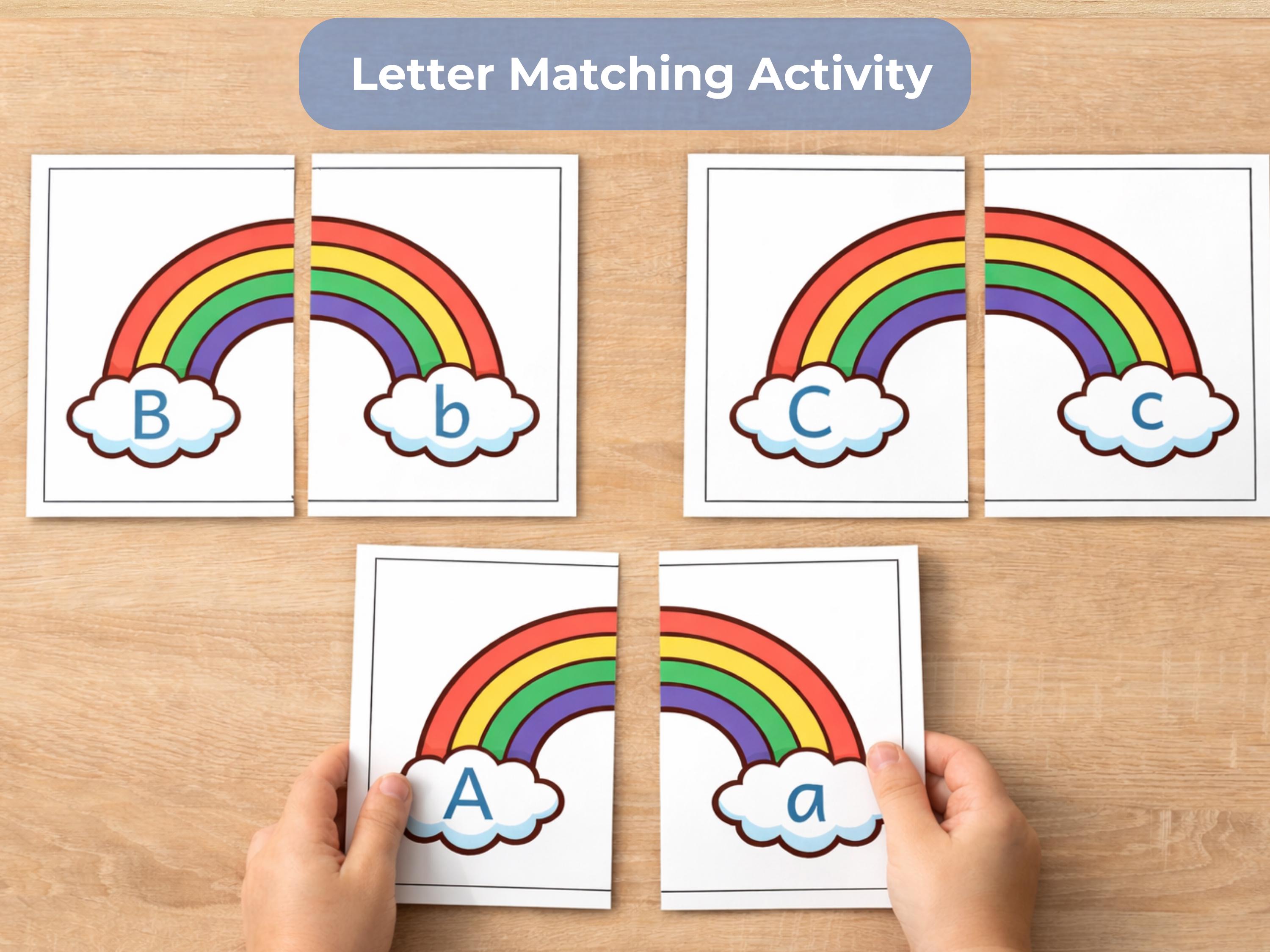Rainbow Letter Matching Alphabet Puzzle Printable Uppercase Lowercase ...