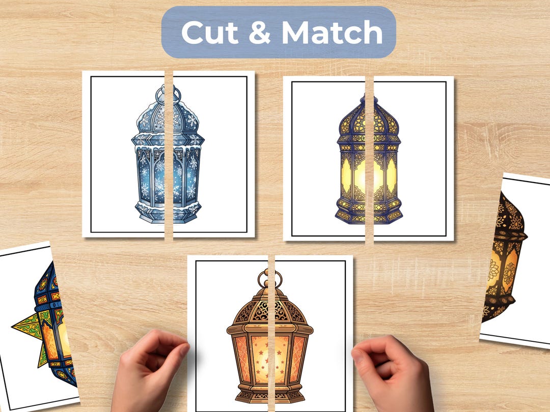 Ramadan Lantern Matching Activity | Cut & Match Montessori Printable ...