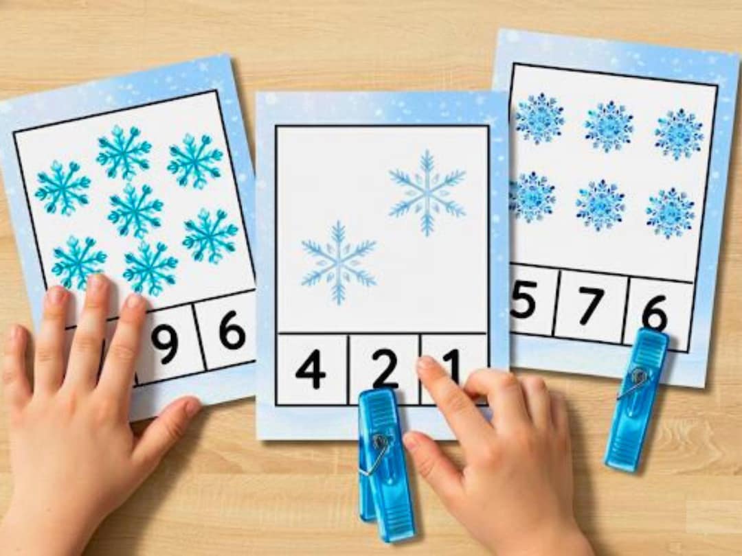 Snowflake Count and Clip Cards 1–10 – Winter Montessori Math Printable ...