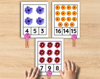 Spring Flower Count & Clip Cards | Montessori Math Printable 1–20 for ...