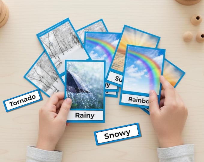 Weather Flashcards, Montessori Three-part Cards, Vocabulary Flash Cards ...