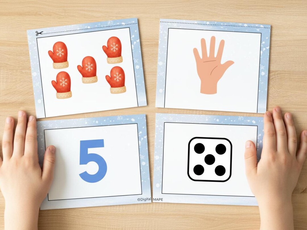 Winter Math Worksheets 1–10 | Montessori Counting Cards | Printable ...