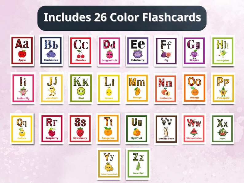 Fruit ABC Flashcards Printable Alphabet Cards for Toddlers & Preschool ...