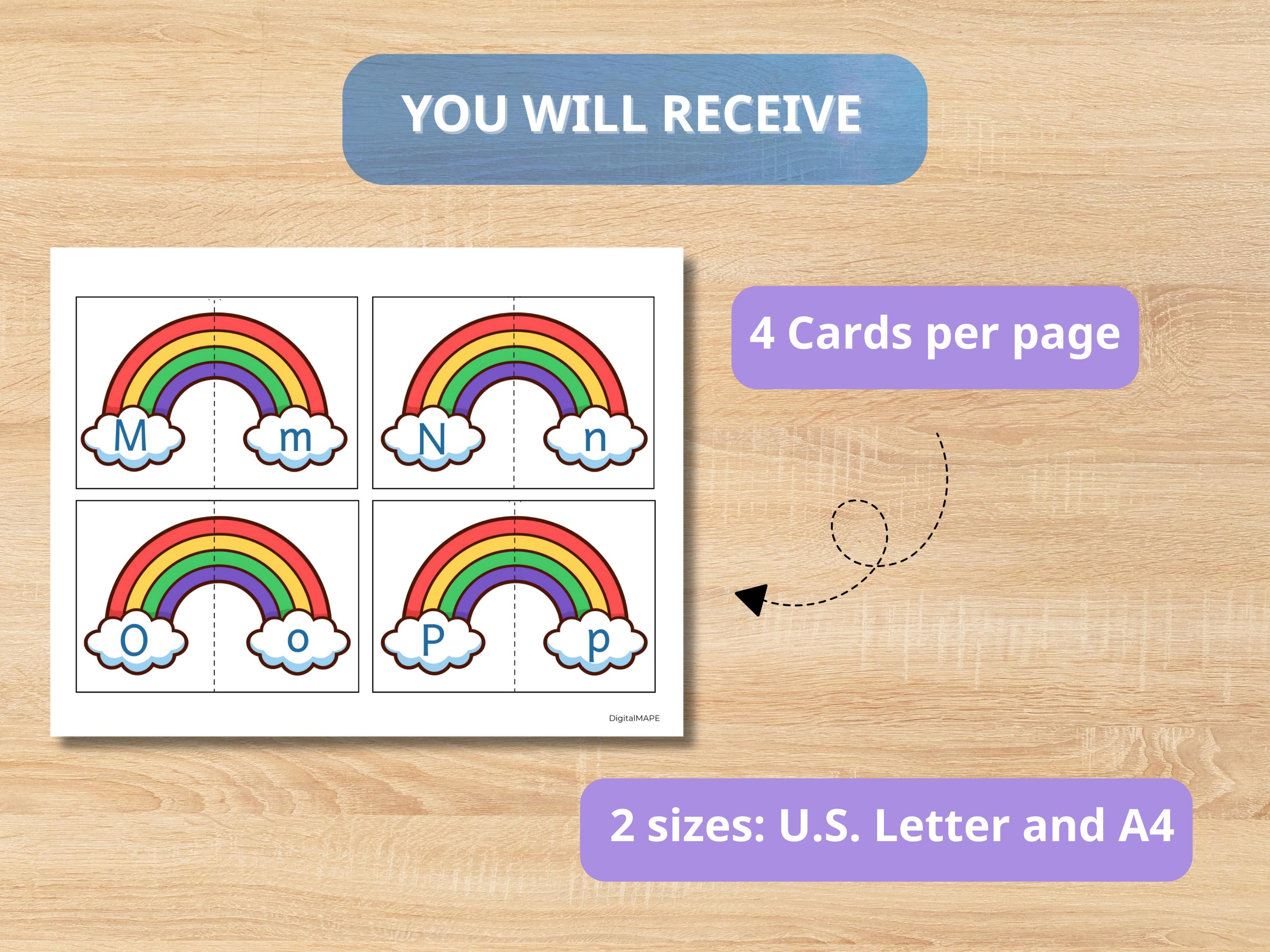 Rainbow Letter Matching Alphabet Puzzle Printable Uppercase Lowercase ...