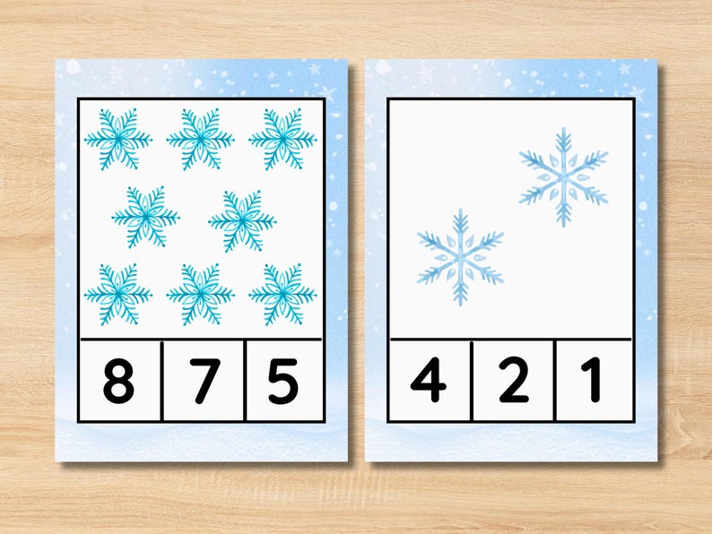 Winter Snowflake Count and Clip Cards 1–20 | Montessori Math Printable ...