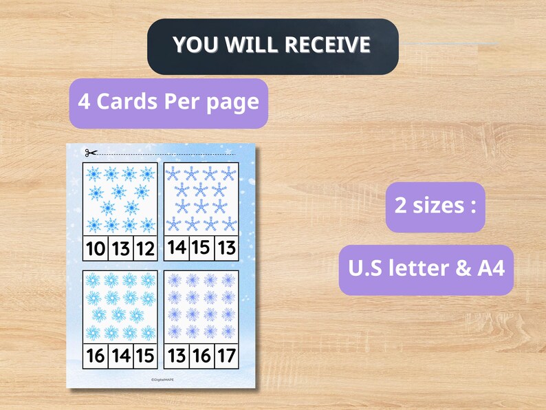 Winter Snowflake Count and Clip Cards 1–20 | Montessori Math Printable ...