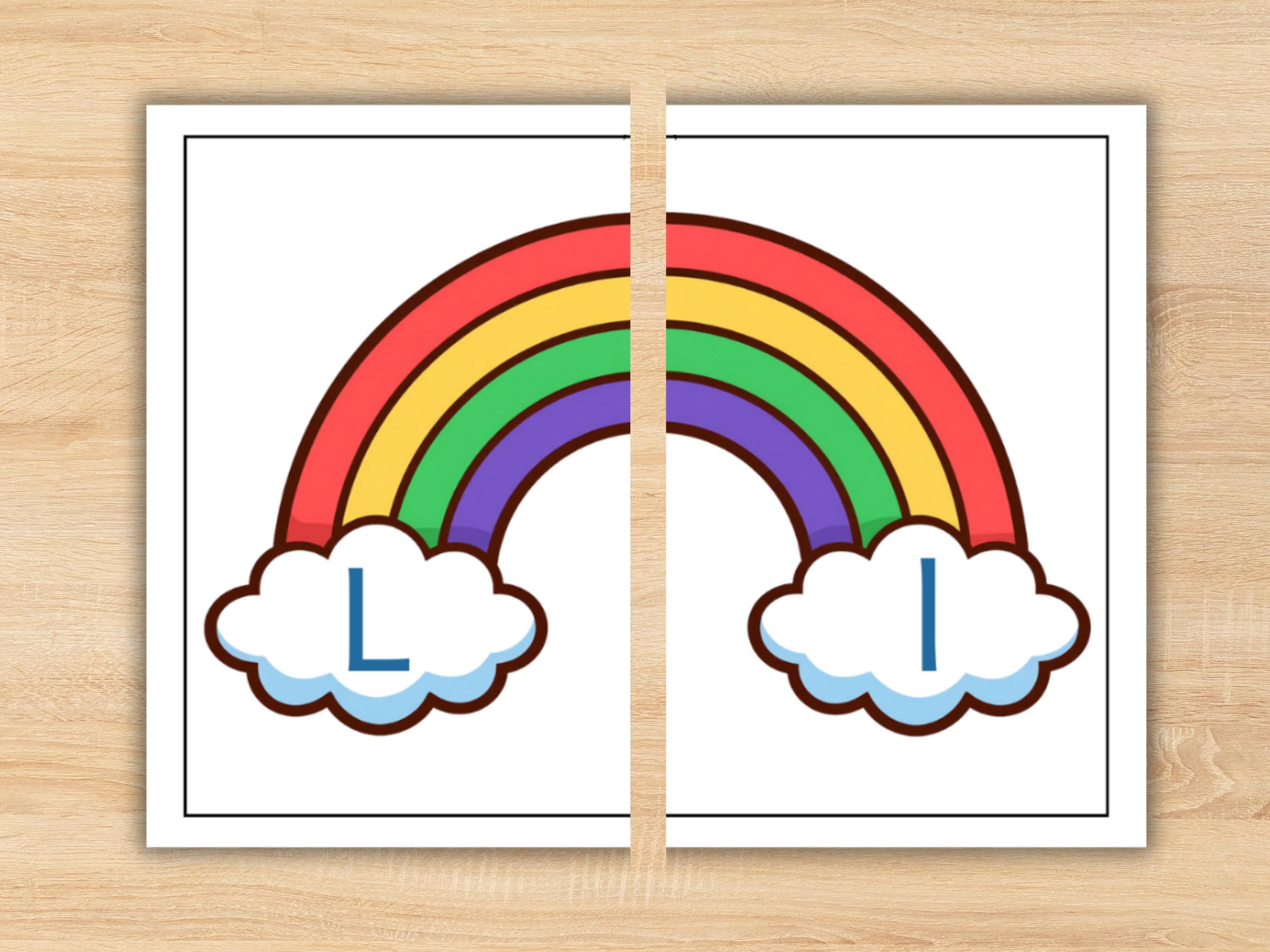 Rainbow Letter Matching Alphabet Puzzle Printable Uppercase Lowercase ...