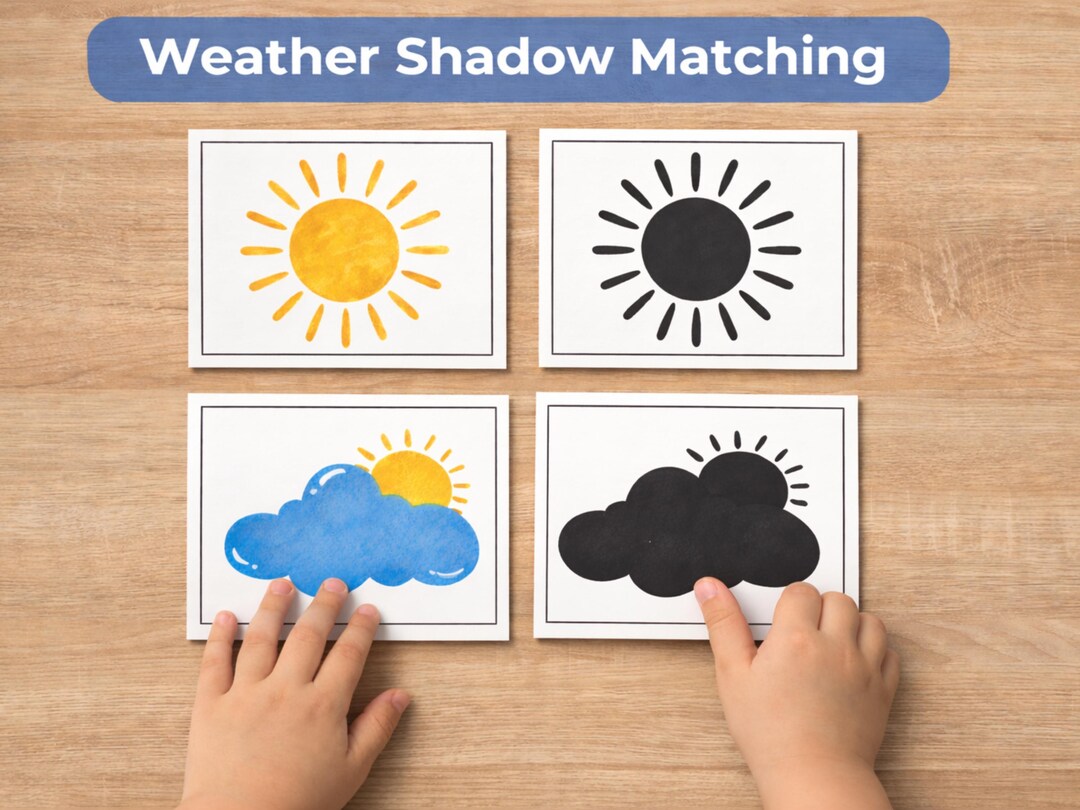 Weather Shadow Matching Cards Montessori Printable Preschool Game for ...