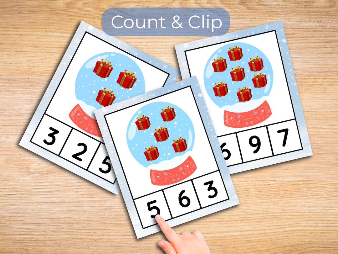 Winter Snow Globe Count and Clip Cards 1–10 | Montessori Math Printable ...