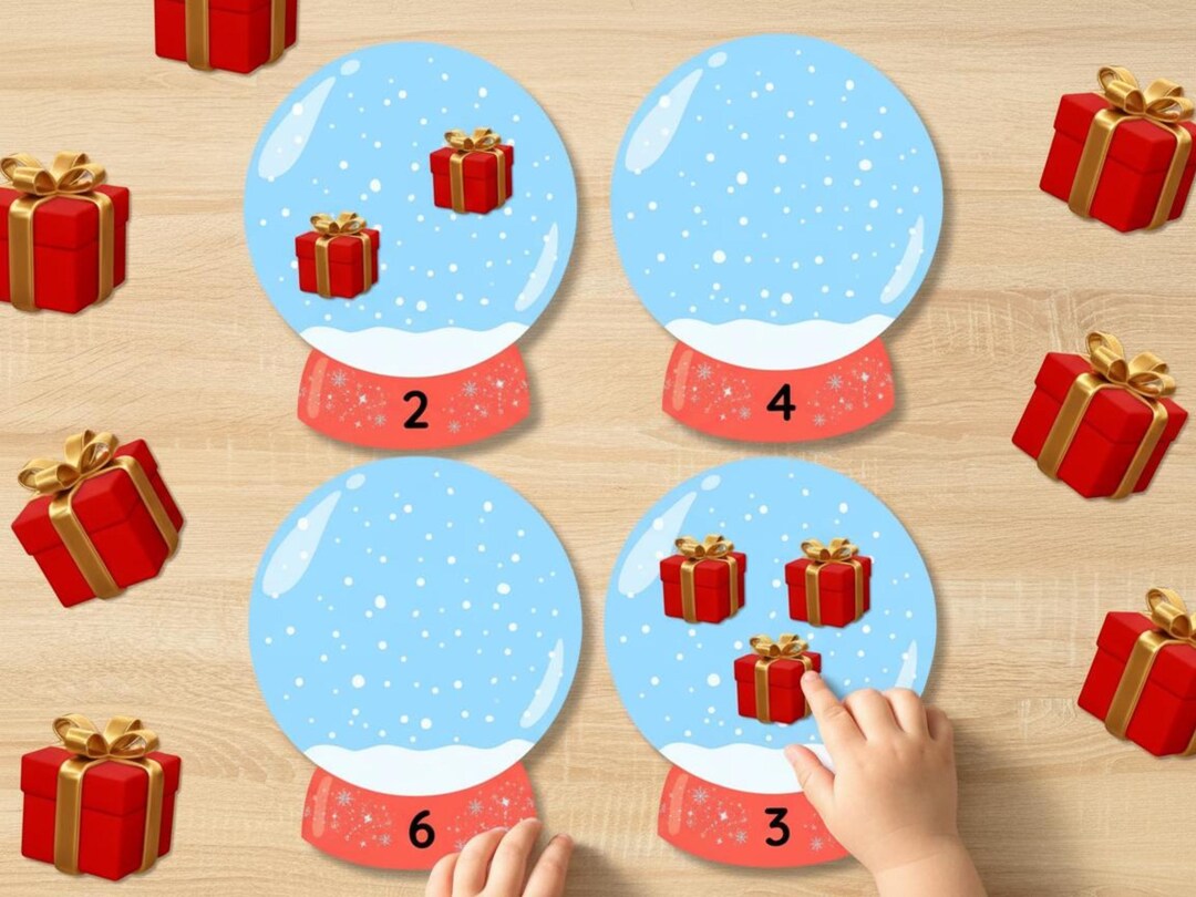Winter Math Counting Snow Globe Activity | Montessori Number Matching ...