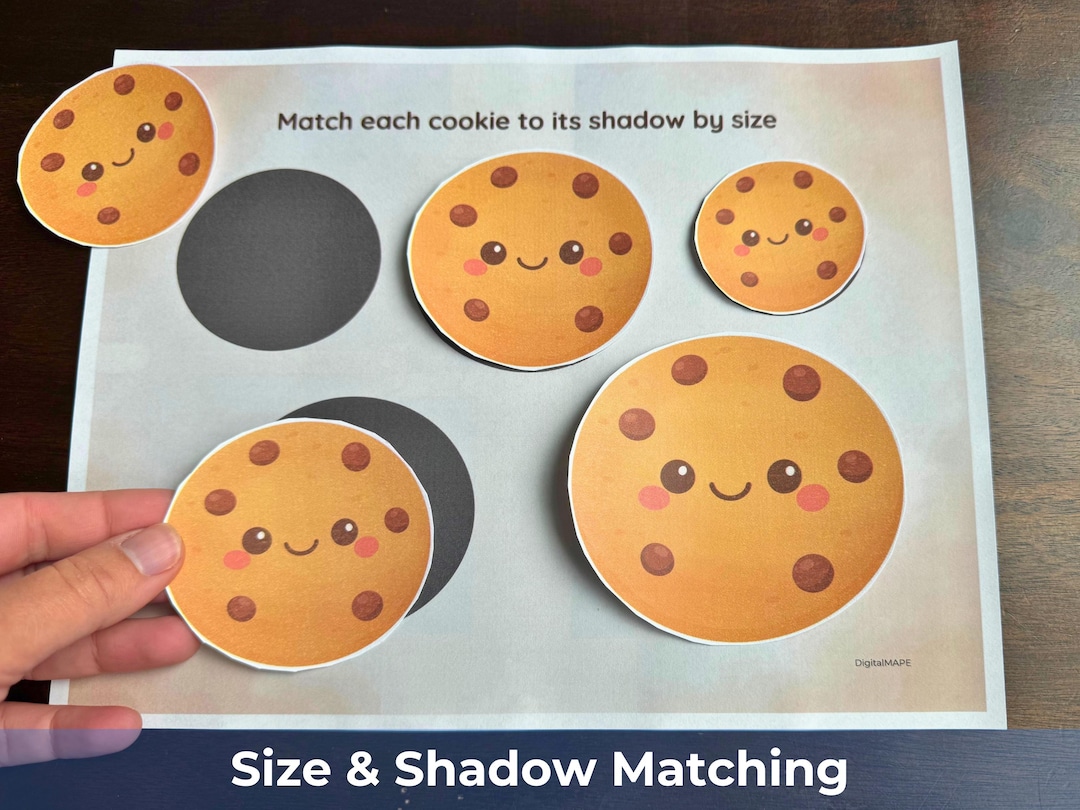 Cookie Size Sorting & Shadow Matching | Toddler Preschool Math Activity ...