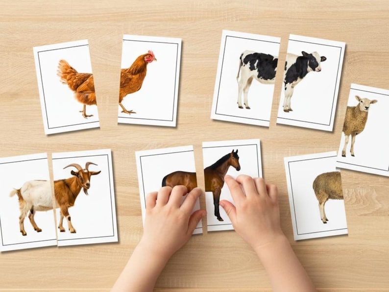Farm Animals Matching Activity | Montessori Toddler Puzzle Game ...