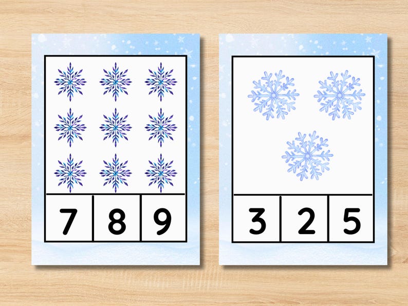 Winter Snowflake Count and Clip Cards 1–20 | Montessori Math Printable ...