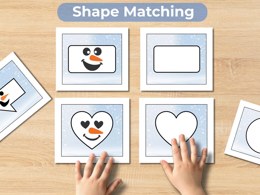 Snowman Shape Matching Printable Activity | Winter Montessori Cards for ...