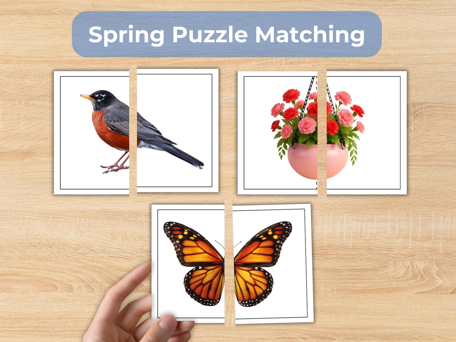 Spring Halves Matching Game Printable | Real Photo Puzzle Cards for ...