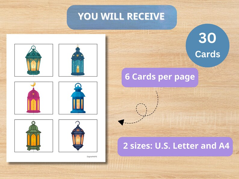 Ramadan Lantern Matching Activity | Cut & Match Montessori Printable ...