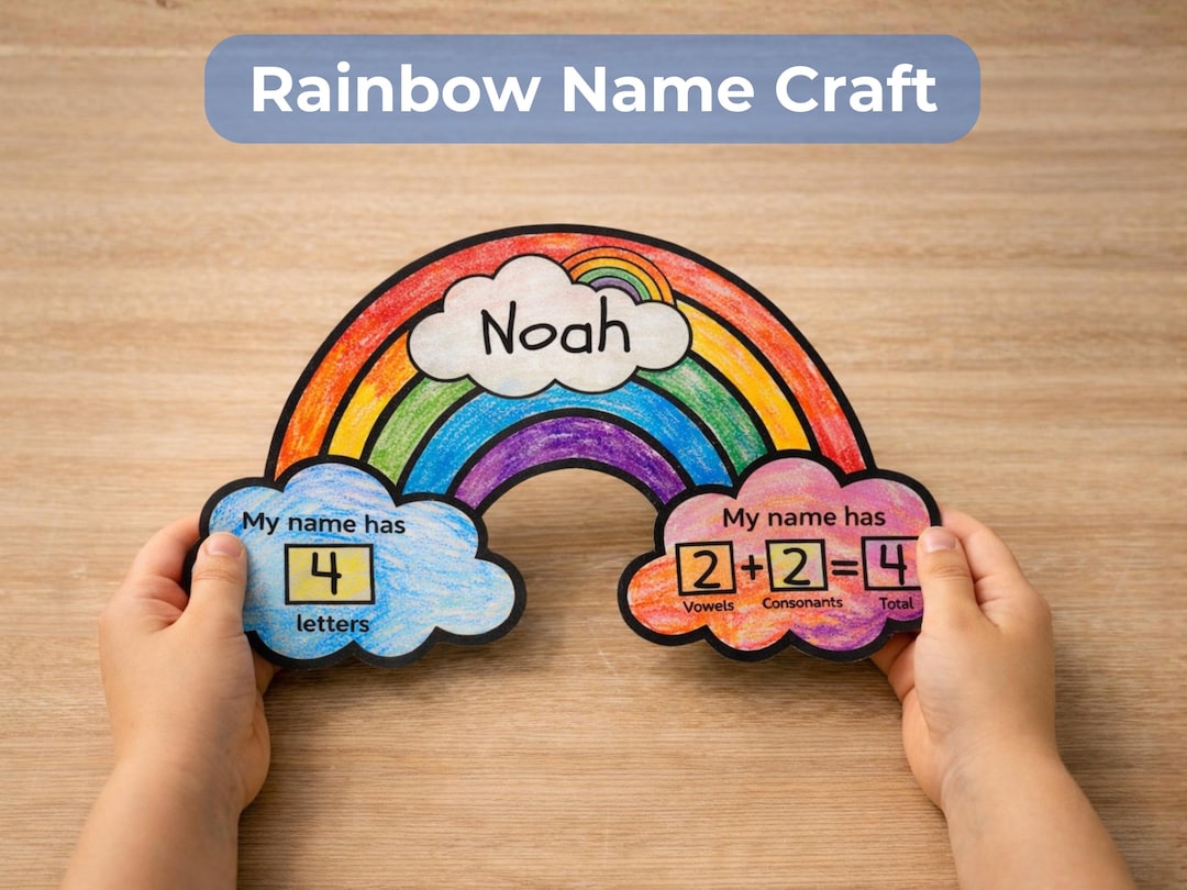 Rainbow All About Name Craft | Montessori Toddler Preschool Writing ...