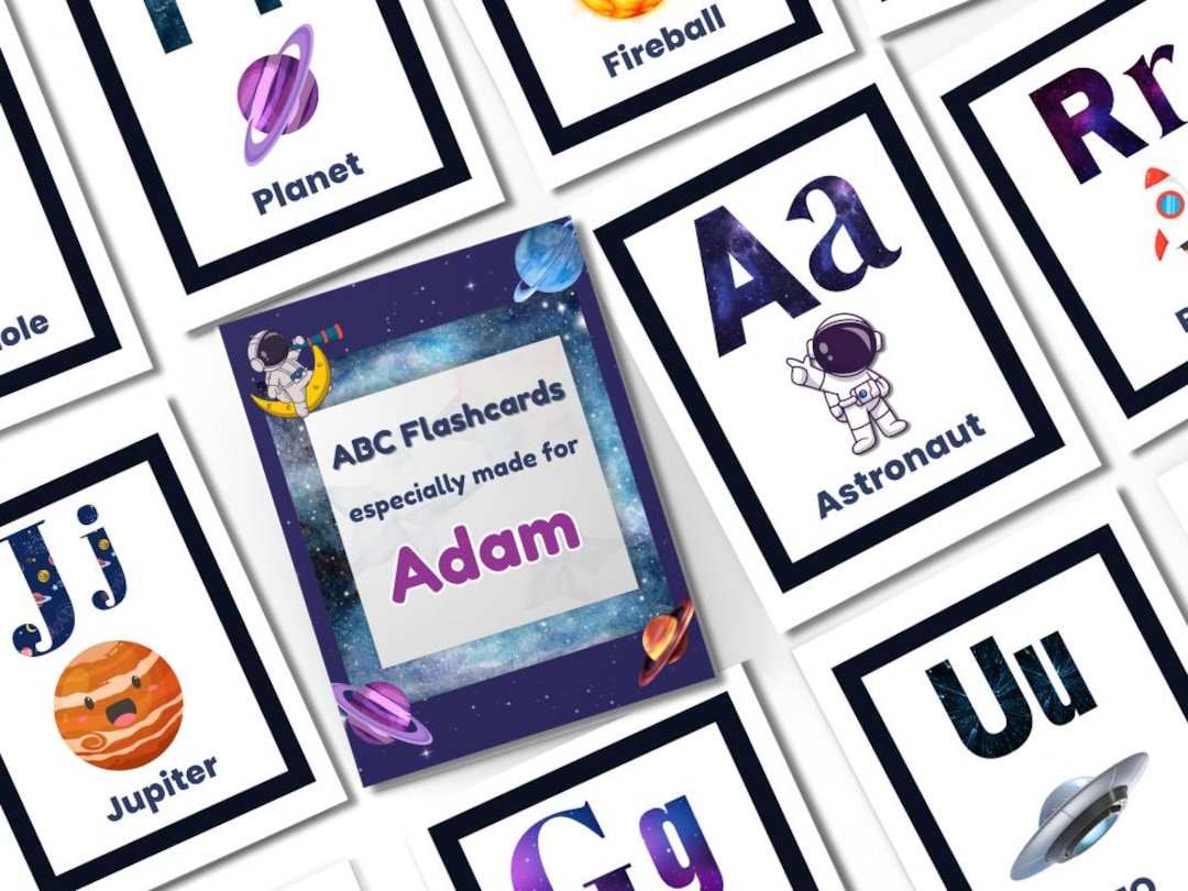 Custom Name Alphabet Flash Cards -ABC Beginning Sounds, Early Learning ...