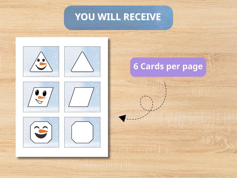 Snowman Shape Matching Printable Activity | Winter Montessori Cards for ...