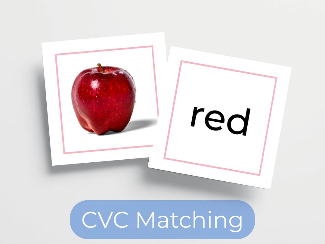 Montessori Pink Series CVC Words Matching | Short Vowel E Printable ...