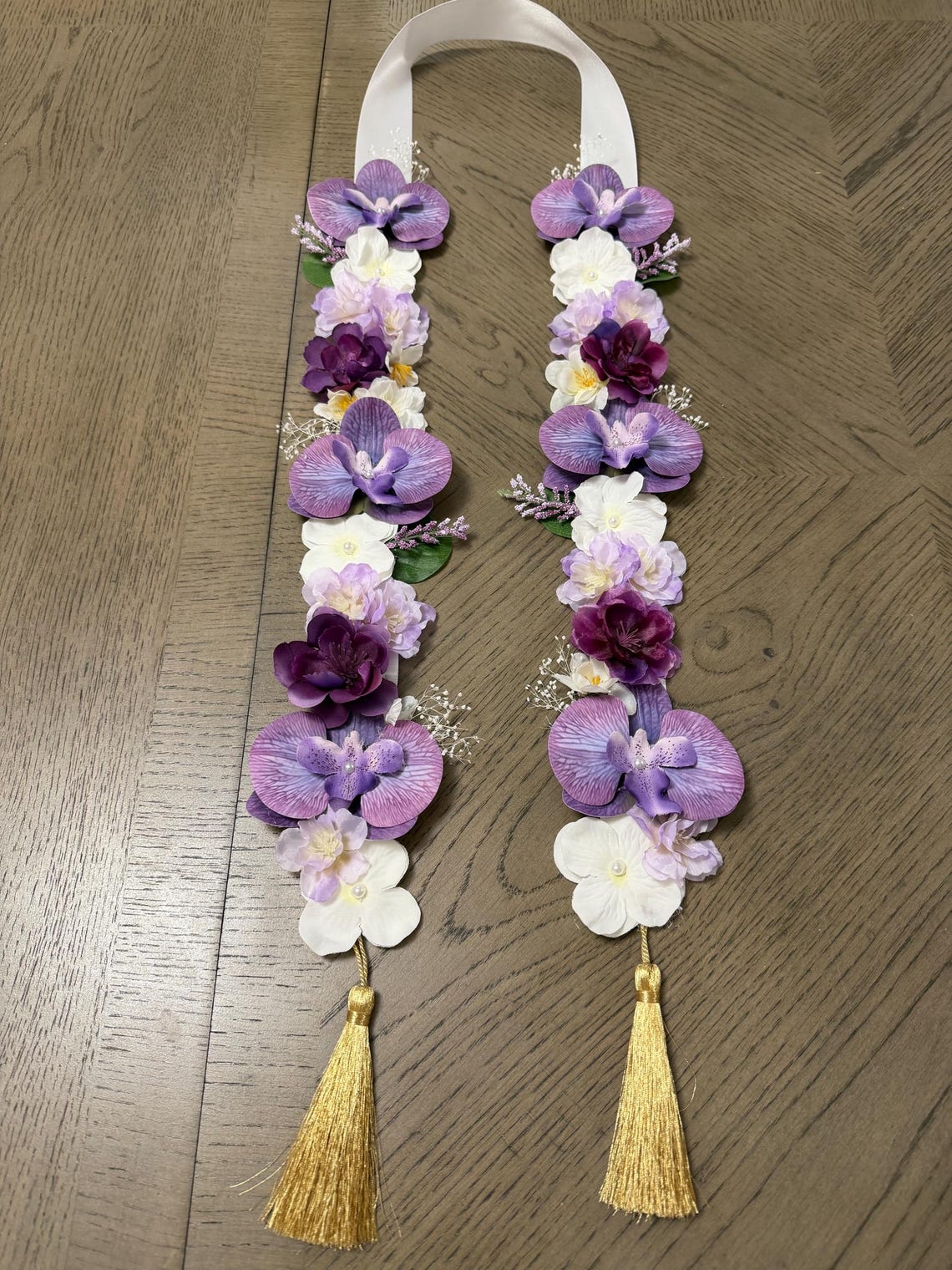 Custom Graduation Lei With Artificial Orchids, Different Shades of ...