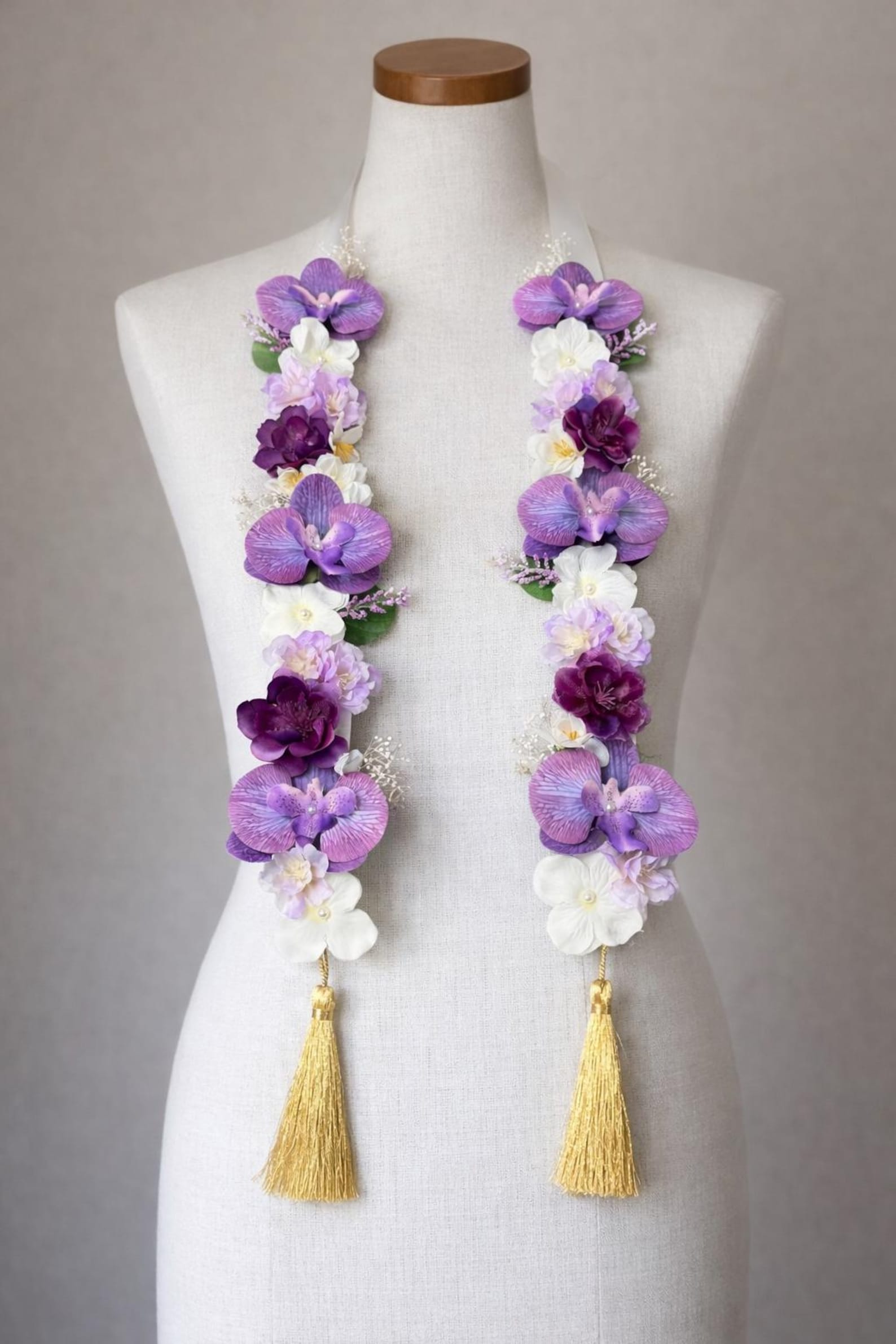 Custom Graduation Lei With Artificial Orchids, Different Shades of ...