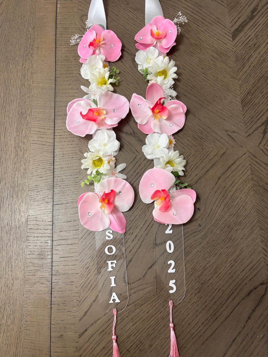Custom Graduation Lei With Artificial Orchids and Daisies, Personalized ...