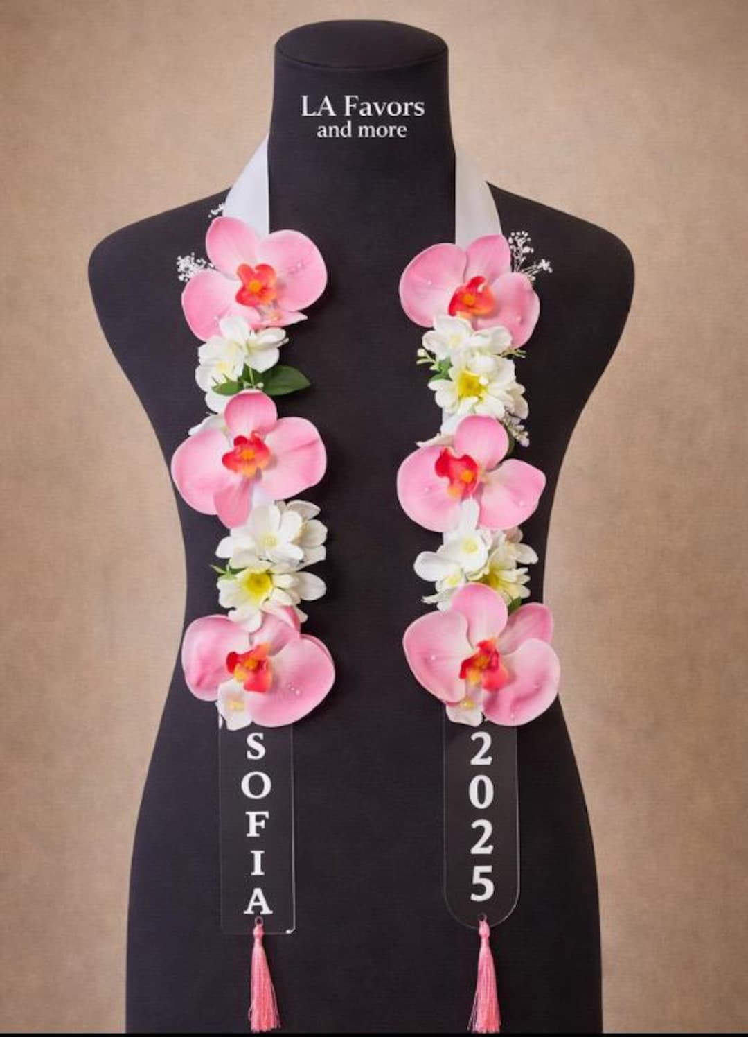 Custom Graduation Lei With Artificial Orchids and Daisies, Personalized ...