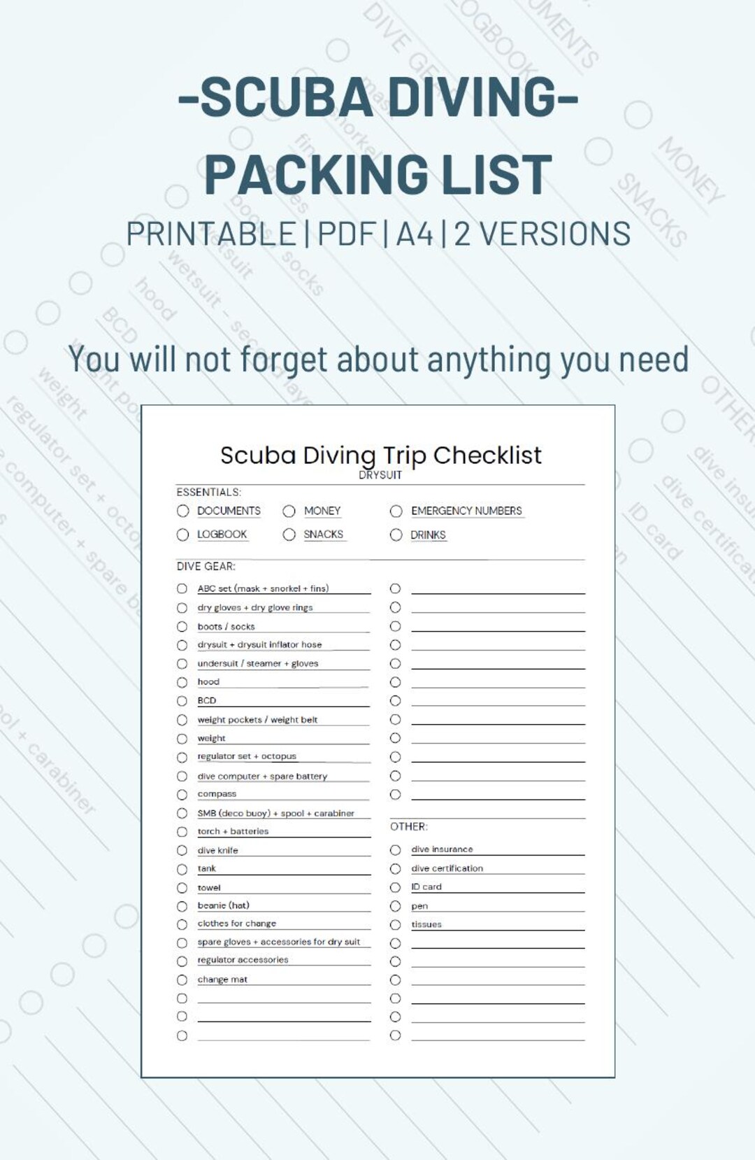 Essential Scuba Diving Packing Checklist | Beginner-friendly | Wetsuit ...