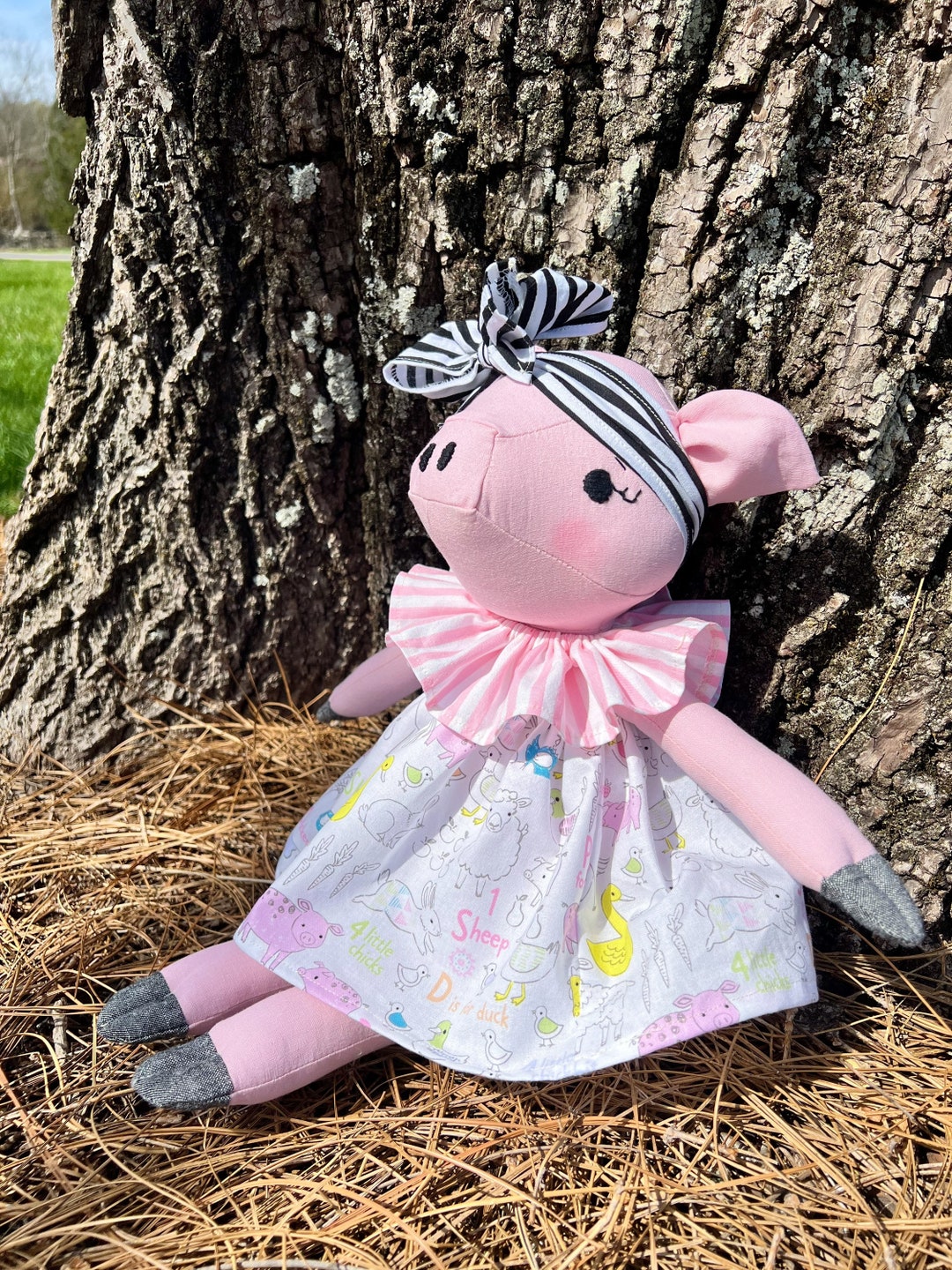 Premium Linen Pig Doll, Pig Plush, 18 Inch Doll, Large Stuffie ...