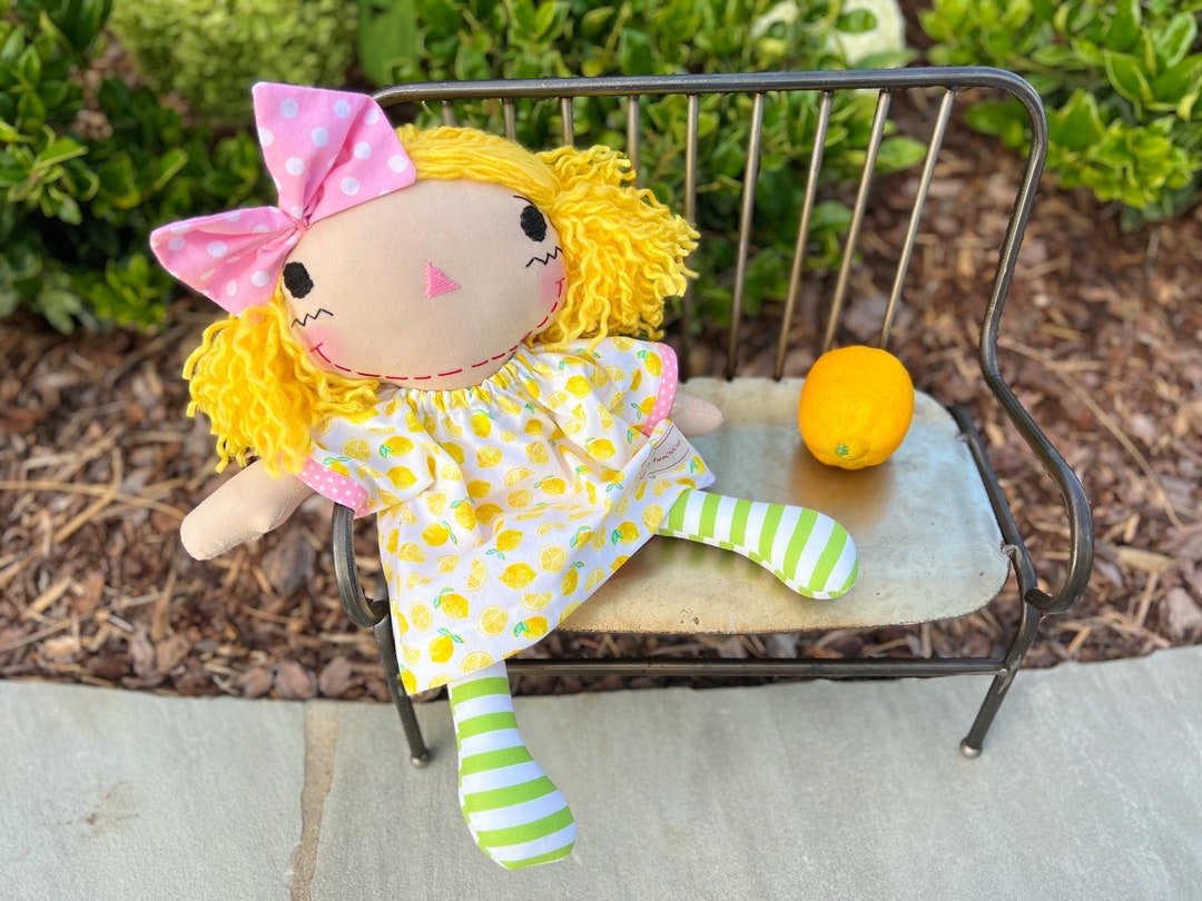 Handmade Rag Doll, Lemon Print Dress, Gift for Girl - Etsy